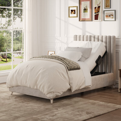 Alwyn Home Onycha Zero Clearance Adjustable Bed Frame with Wireless ...