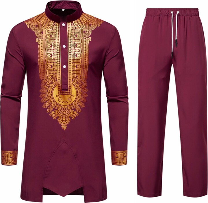 Tobysper Men's Middle East Thobe African 2-Piece Set Thobe with ...