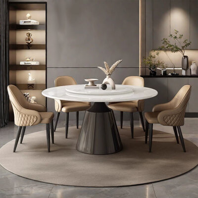 ALLNICEDT Light Luxury Modern Marble Round Dining Table Set - ShopStyle