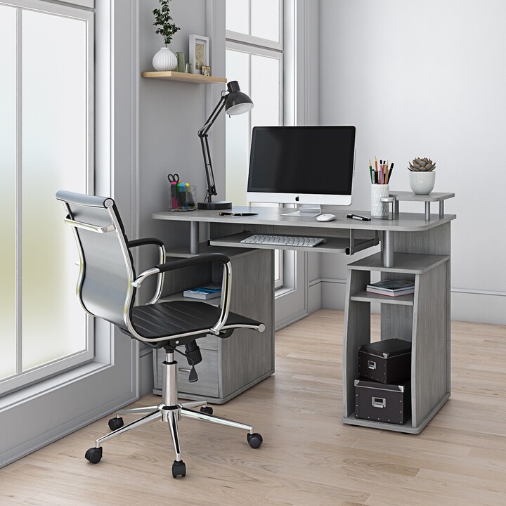 EDWINRAYLLC Modern Style Complete Computer Workstation Desk ,With slide ...
