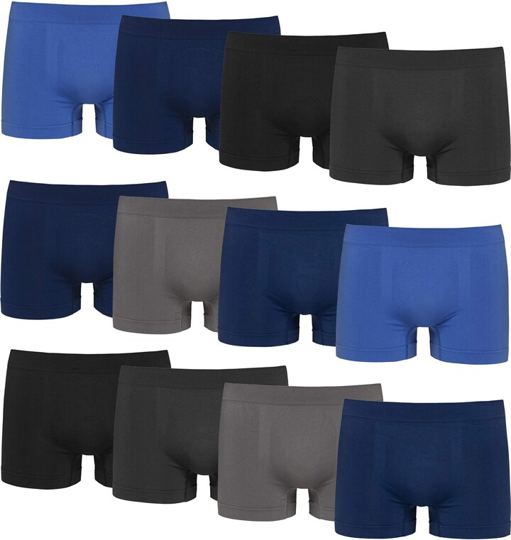Channo Men's Soft and Comfortable Seamless Lycra Boxers - Pack of 12 ...
