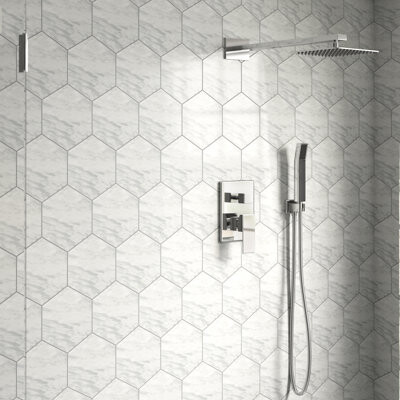 Merola Tile Classico Bardiglio Hex 7" x 8" Porcelain Stone Look Wall ...