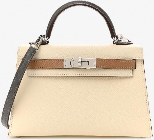 Hermes Mini Kelly 20 Tri-color in Nata, Gris Meyer, and Chai Epsom with ...