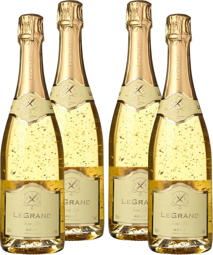 Legrand La Vie Dorée Brut Sparkling With 24K Gold Flakes: 4 Bottles ...