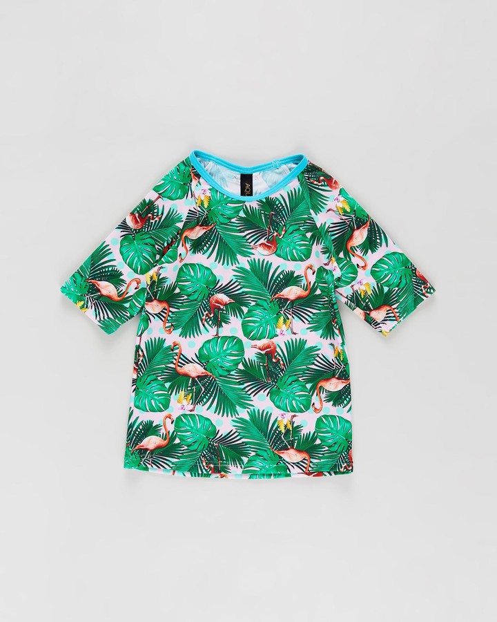 Aqua Blu Kids Girl's Pink Rash Vests - Paradiso Short Sleeve Rash Vest ...