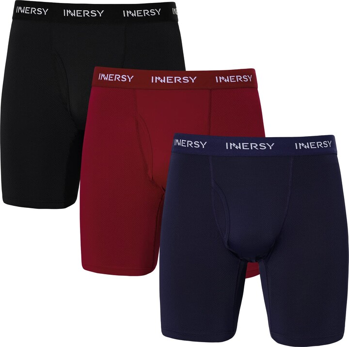 INNERSY Mens Long leg Boxers Sports Anti Chafing Underwear Trunks Quick ...