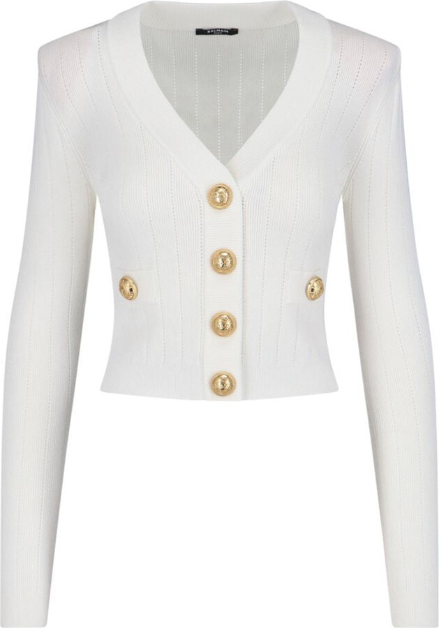 Balmain Logo Buttons Cardigan - ShopStyle
