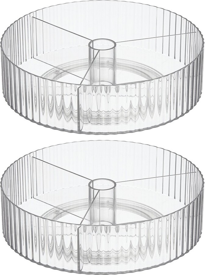 mDesign Fluted Lazy Susan Divided Spinner for Kitchen Organizing, 2 ...