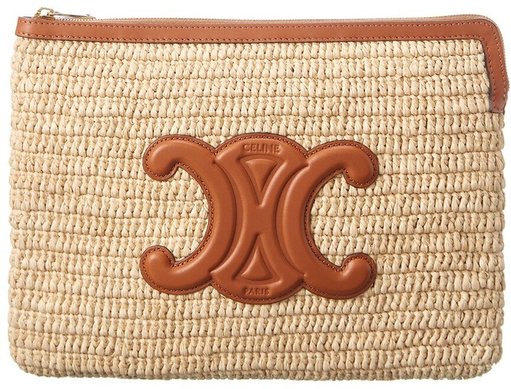 Celine Raffia & Leather Pouch - ShopStyle Bags