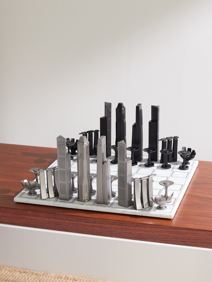 Skyline Chess Singapore Stainless Steel and Marble Chess Set ...