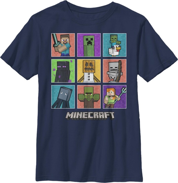 Microsoft Boy's Minecraft Character Grid Boxes Child T-Shirt - ShopStyle
