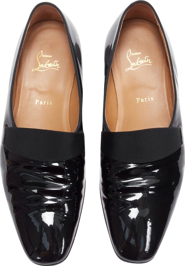 Christian Louboutin Omar Sy black patent leather low vamp dress loafer ...