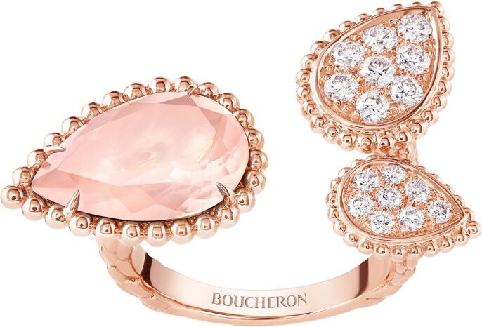Boucheron Rose Gold, Diamond And Pink Quartz Serpent Bohème Ring ...