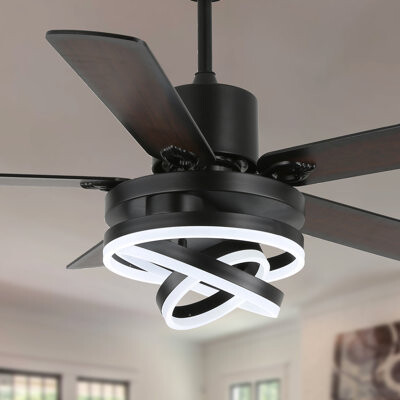 Ivy Bronx Halas 52'' Modern DIY Shade Ceiling Fan with Light, 6-Speed ...