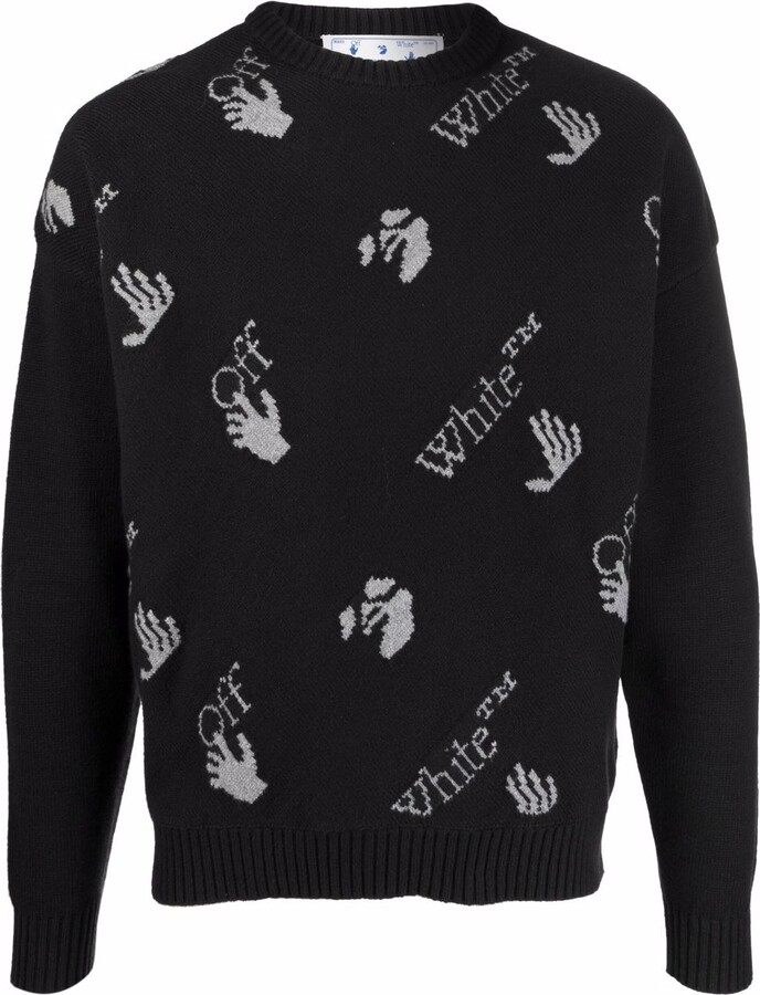 Off-White Intarsia-Knit Logo Jumper - ShopStyle Crewneck Sweaters