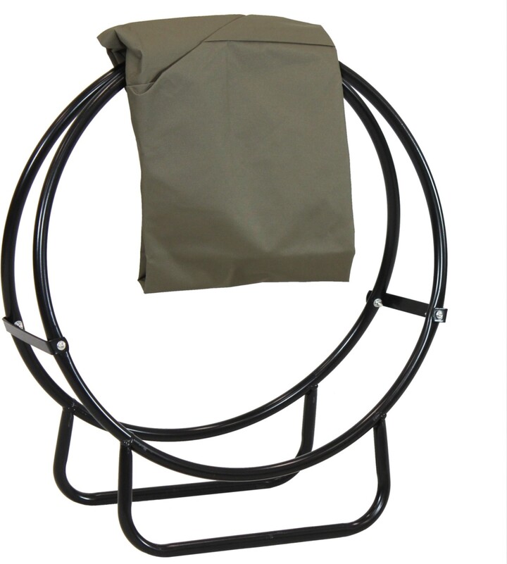 Sunnydaze Decor 24 in Powder-Coated Steel Firewood Log Hoop Rack with ...