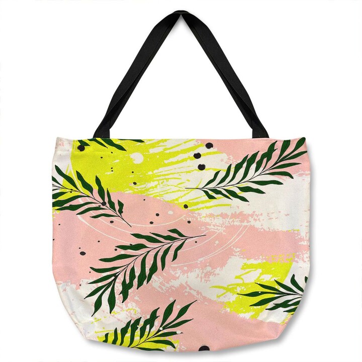 Benjamin Tate Design Green Leaves On Brush Strokes Tote bat - ShopStyle