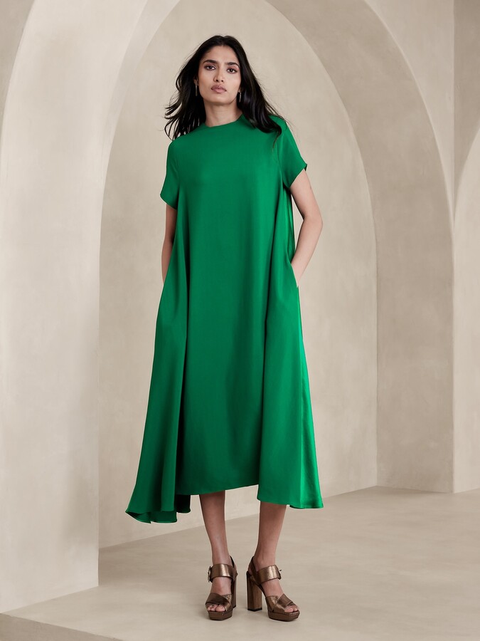 Banana Republic Aurelia Crepe & Satin Maxi Dress - ShopStyle