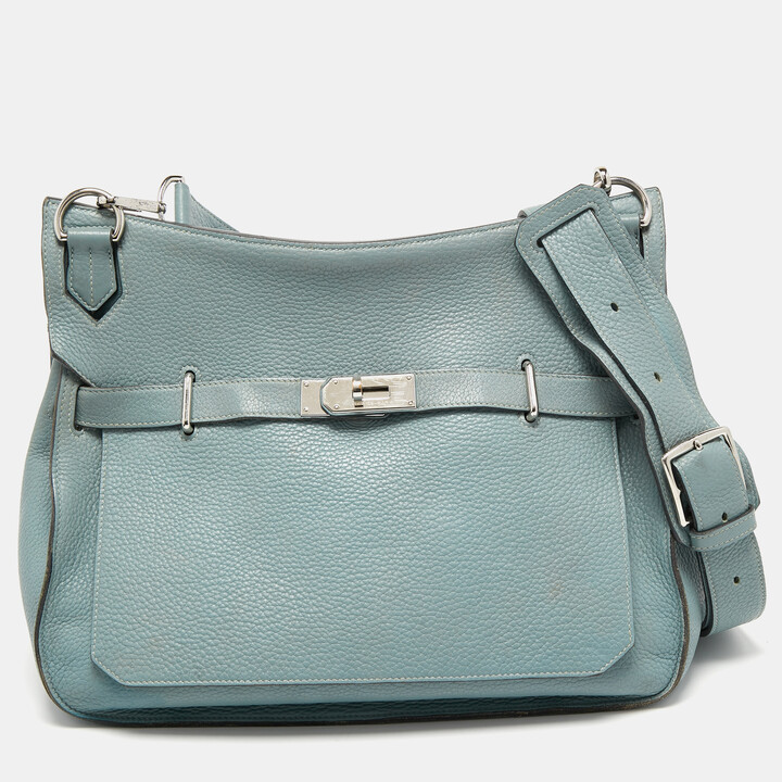 Hermes Ciel Taurillon Clemence Leather Palladium Finish Jypsiere 34 Bag ...