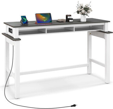 Ebern Designs Bar Table With Power Outlets Counter Height Table With ...