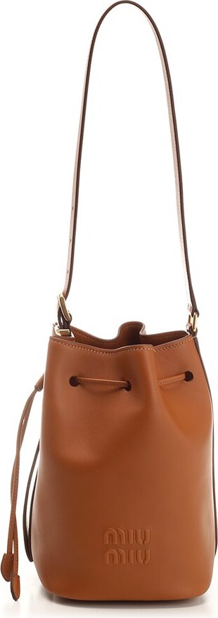 Miu Miu Logo-Embossed Drawstring Bucket Bag - ShopStyle