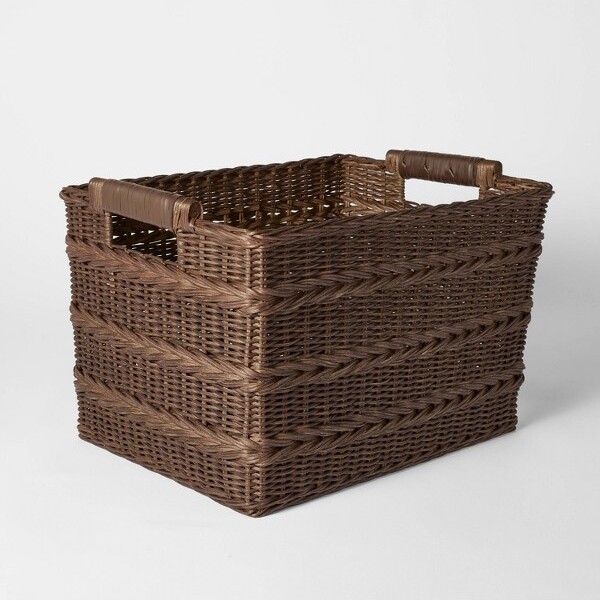 Threshold designed w/Studio McGee Rectangle Rattan Decorative Basket Dark Brown - Threshold ...
