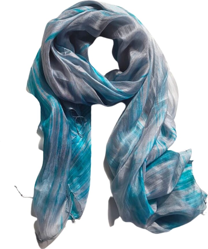 Millie & Boo Light Turquoise Blue Scarf 100% Pure Silk Scarf Woman's ...