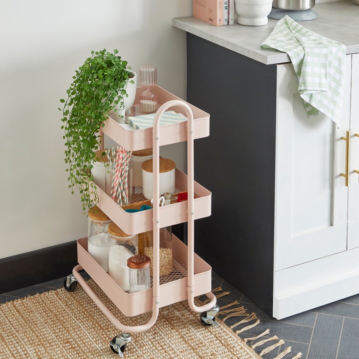 Dunelm 3 Tier Metal Storage Trolley Pink - ShopStyle Buffets & Sideboards