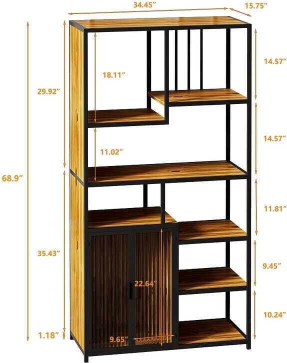 IGEMAN Multipurpose Combined Bookshelf Storage Rack with Enclosed ...