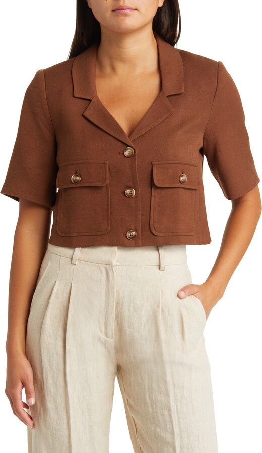 Sophie Rue Pauline Crop Linen Blend Suit Jacket - ShopStyle