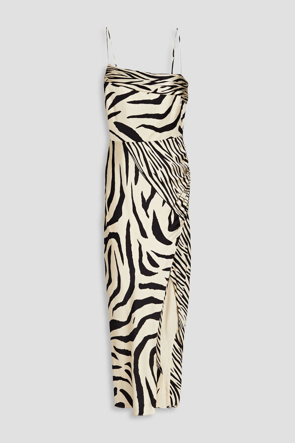 Nicholas Skyler zebra-print silk-satin midi dress - ShopStyle