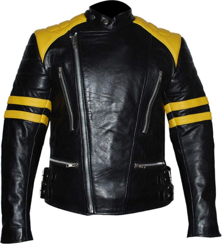 FBJ Fashions Mens Yellow Stripes Motorcycle Vintage Racing Motorcycle ...