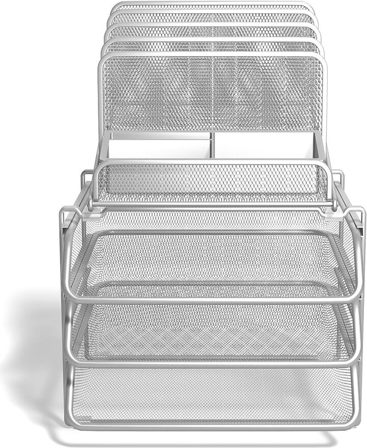 TRU RED All-In-One 10-Compartment Silver Wire Mesh Compartment Storage ...