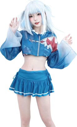 LTAKK Womens Bikini Set VTuber Cosplay Swimsuit Gawr Gura Cosplay Bikini Swimwear Gura Costume ...