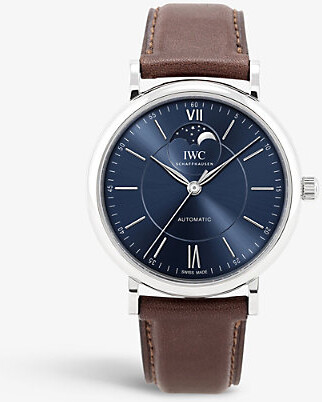 IWC SCHAFFHAUSEN Mens Black IW459402 Portofino Automatic Moonphase ...