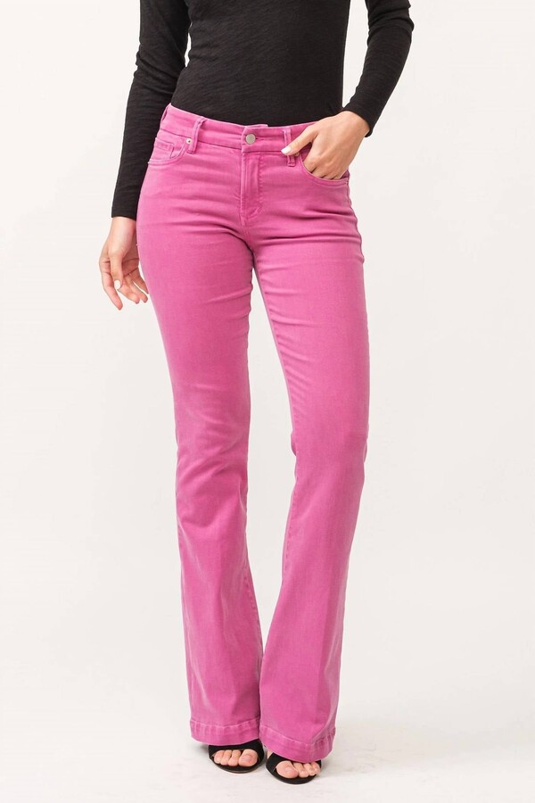 DEAR JOHN DENIM Rosa Mid Rise Flare Jeans In Dahila Mauve - ShopStyle