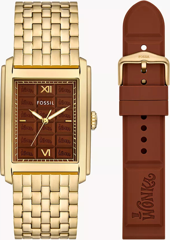 Fossil Willy Wonka x Limited Edition Three-Hand Gold-Tone Stainless Steel Watch - ShopStyle