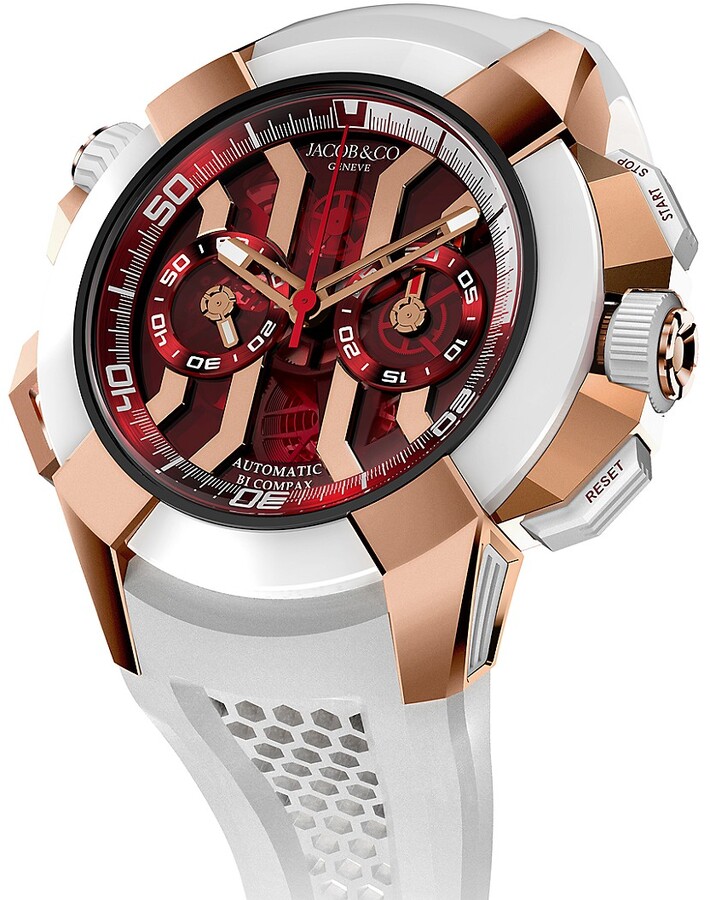 Jacob & co Epic X Chrono 18K Rose Gold, Ceramic & Rubber Strap Watch ...