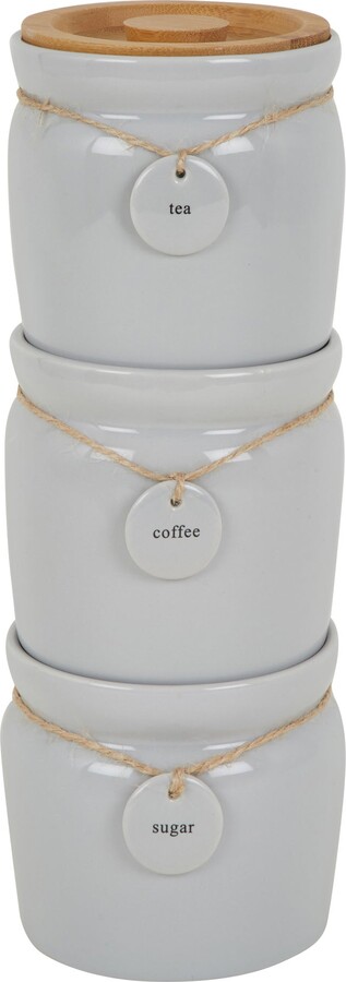 Dunelm Set of 3 Grey Hang Tag Stacking Canisters Grey - ShopStyle Food ...