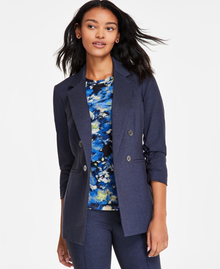 Bar III Women's Faux-Double-Breasted Denim Blazer, Exclusively at Macy ...