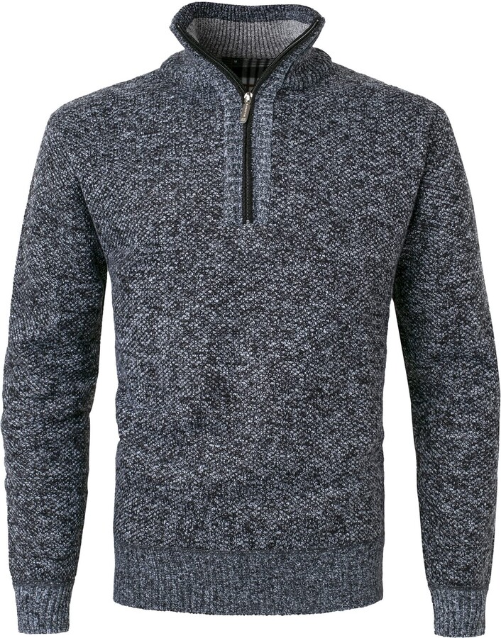 KTWOLEN Mens 1/4 Zip Neck Jumper Sweater Ribbed Slim Fit Knitted ...