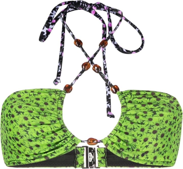 Ganni Floral-Print Cut-Out Bandeau Bikini Top - ShopStyle Two Piece ...