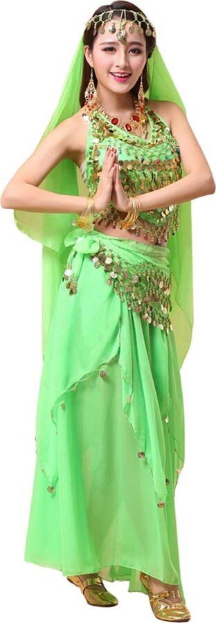 Xinvivion 4 Piece Women Ladies Belly Dance Professional Costume Set ...