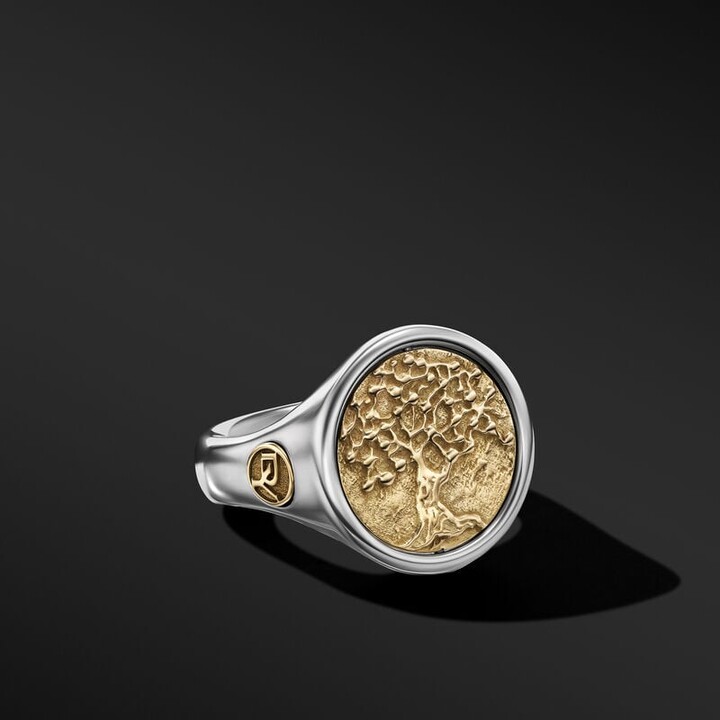 David Yurman Life and Death Duality Signet Ring in Sterling Silver with ...