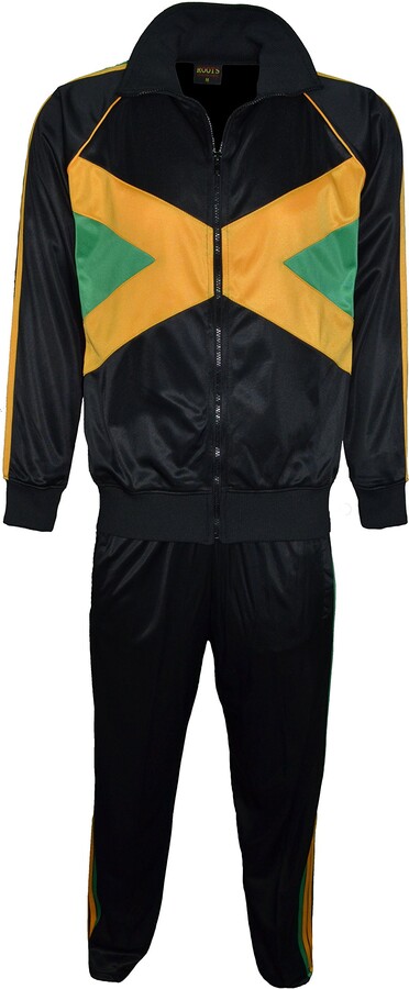 Roots Collection London Mens Jamaican Flag Tracksuit Set Collared Top ...