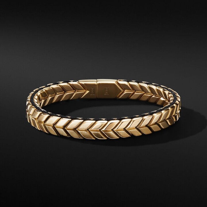 David Yurman Chevron Woven Bracelet in 18K Yellow Gold in All 18K ...