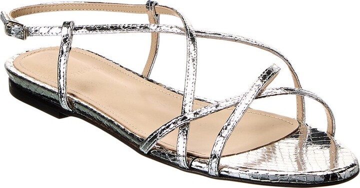 Theory Strappy Python-Embossed Leather Sandal - ShopStyle
