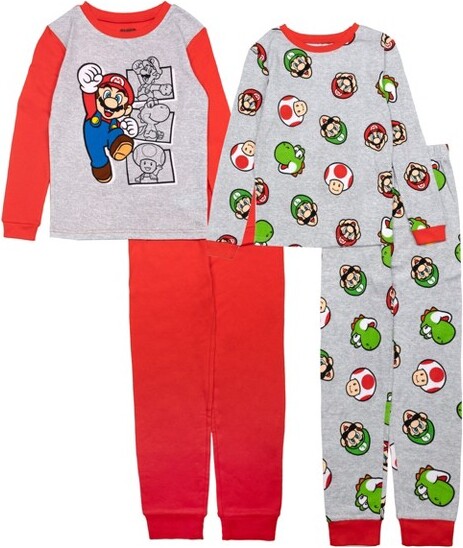 Super Mario Little/Big Boys' 4-Piece Cotton Pajama Set, Red/, - ShopStyle