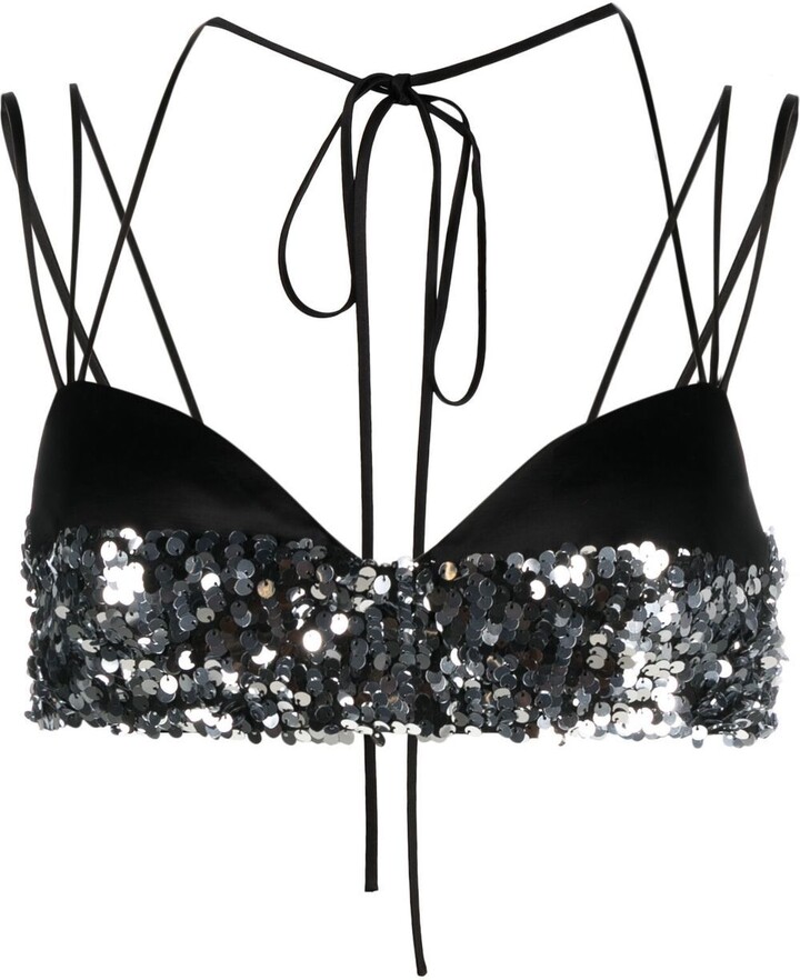 Erdem Sequin-Panel Bra Top - ShopStyle