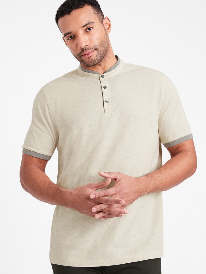Banana Republic Core Temp Pique Banded-Collar Polo Shirt - ShopStyle